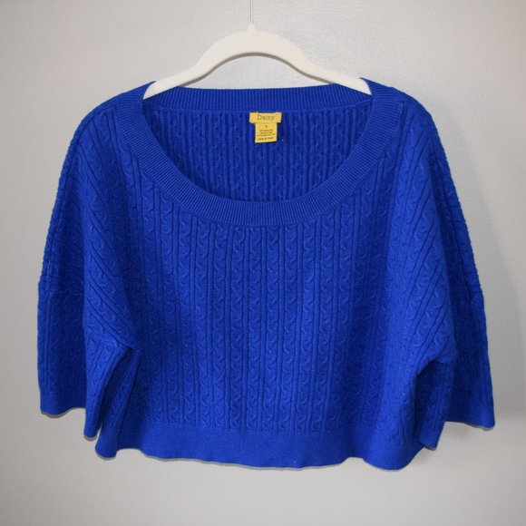 Daisy | Sweaters | Daisy Bold Blue Cropped Sweater Cable Knit | Poshmark